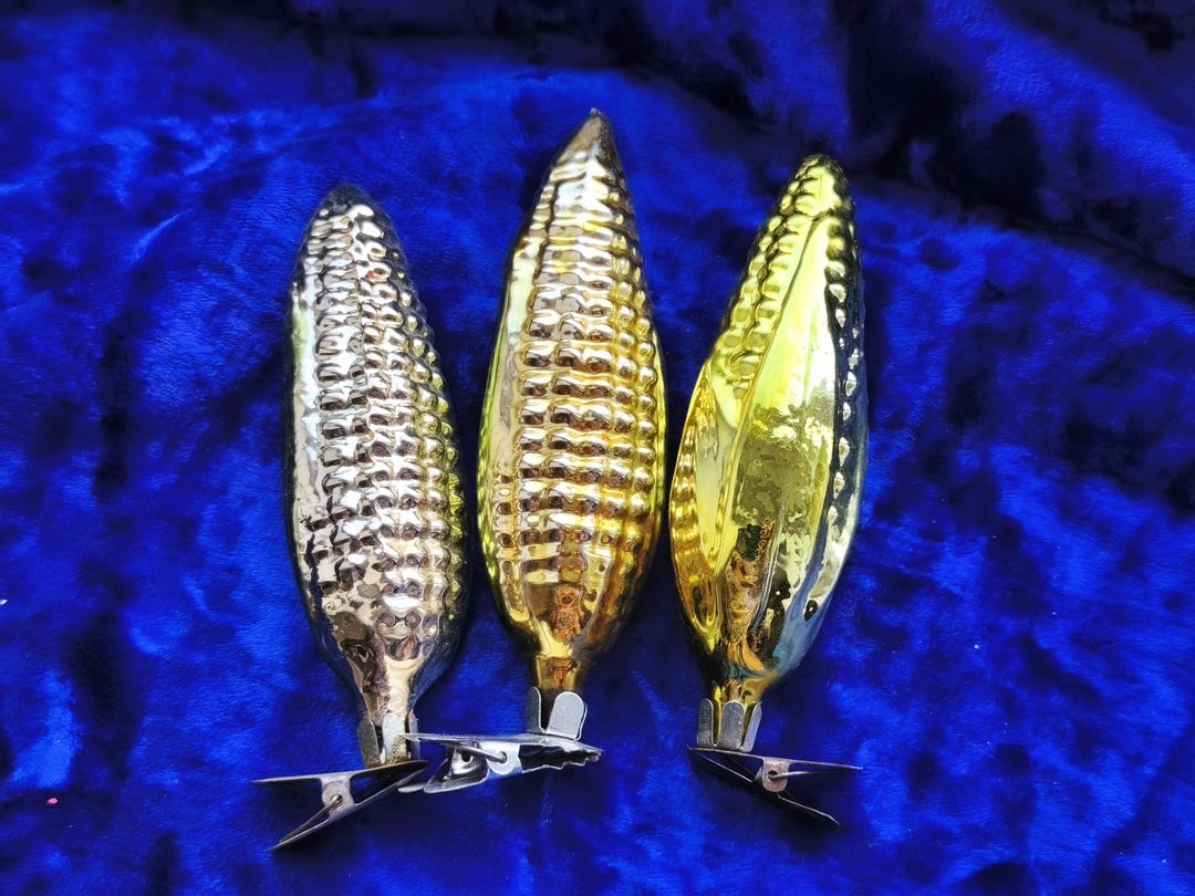 Set of 3 Vintage Soviet Christmas Ornaments Corn Cob With Clips USSR ...