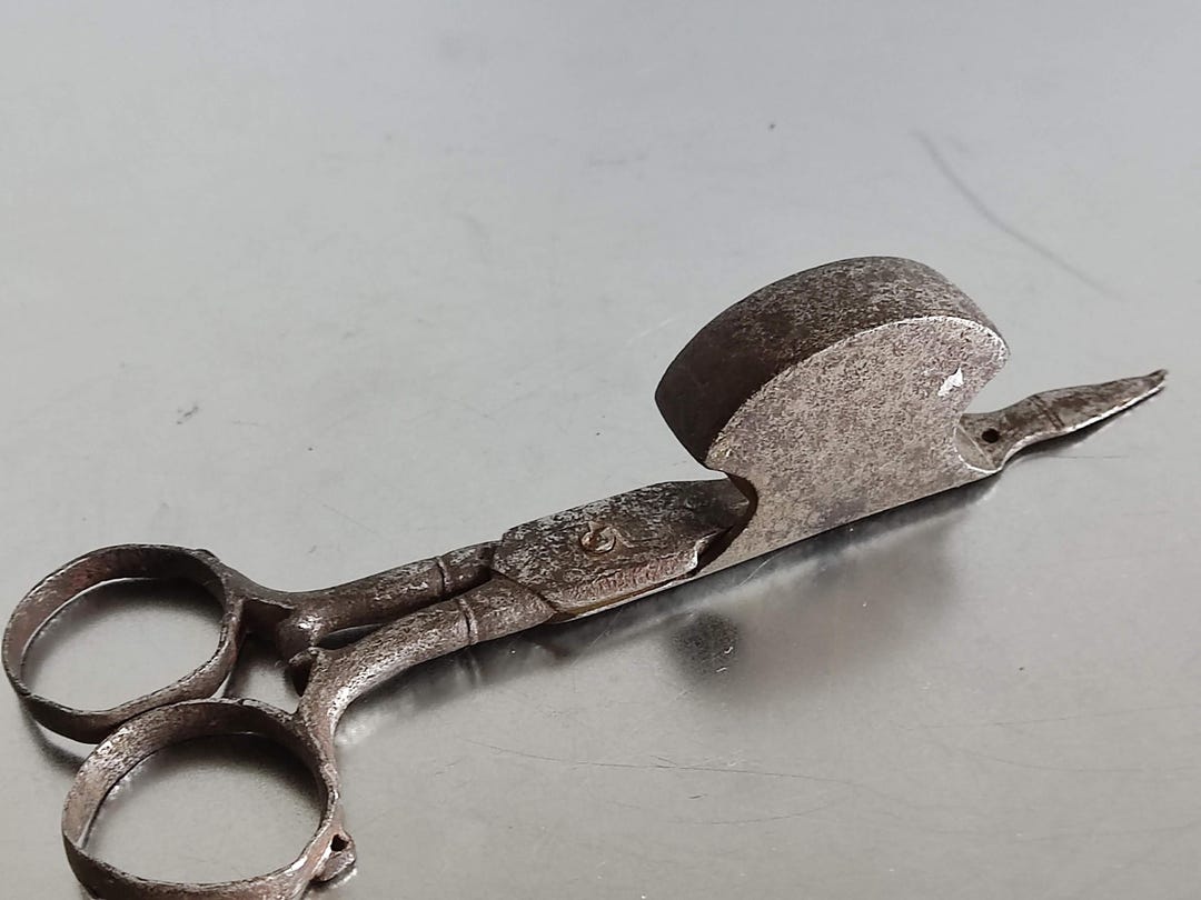 Antique Steel Wick Trimmer Scissors Cutter Snuffer Decorative Patina ...