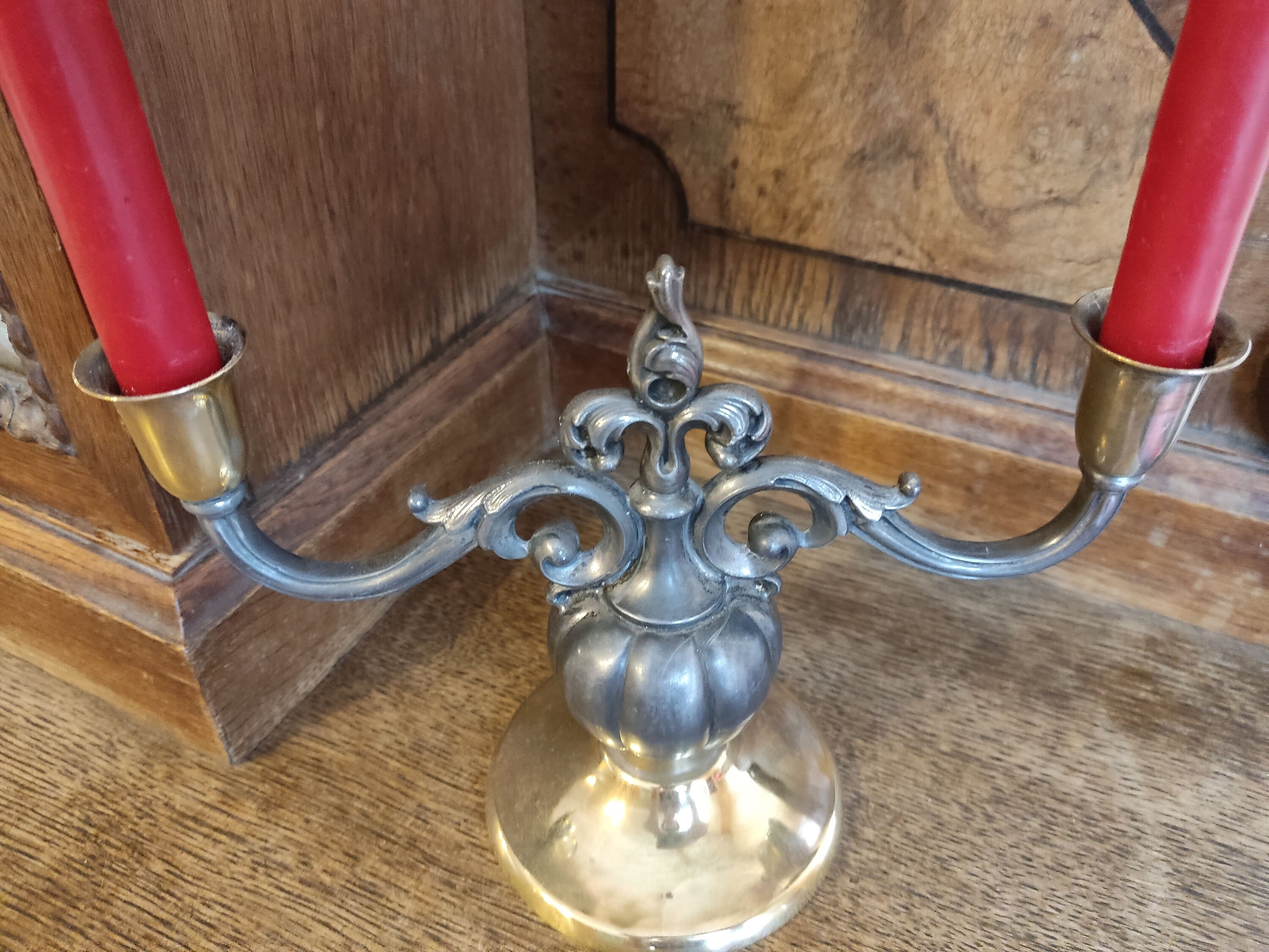 Vintage Double Candlesticks Art Deco Style Decor Candle Holder Brass ...