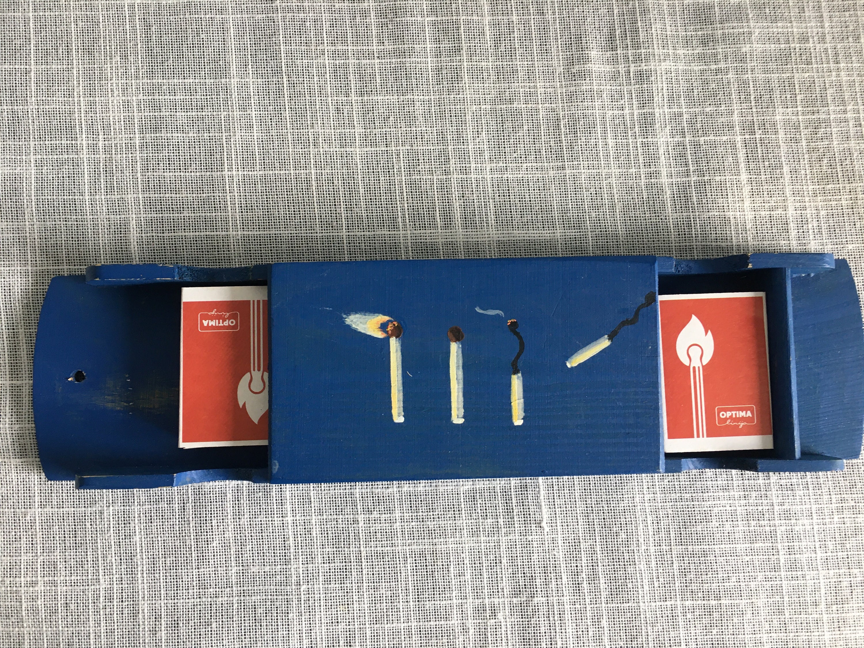 Vintage Wooden Kitchen Matchbox Blue Match Box Holder Hand - Etsy