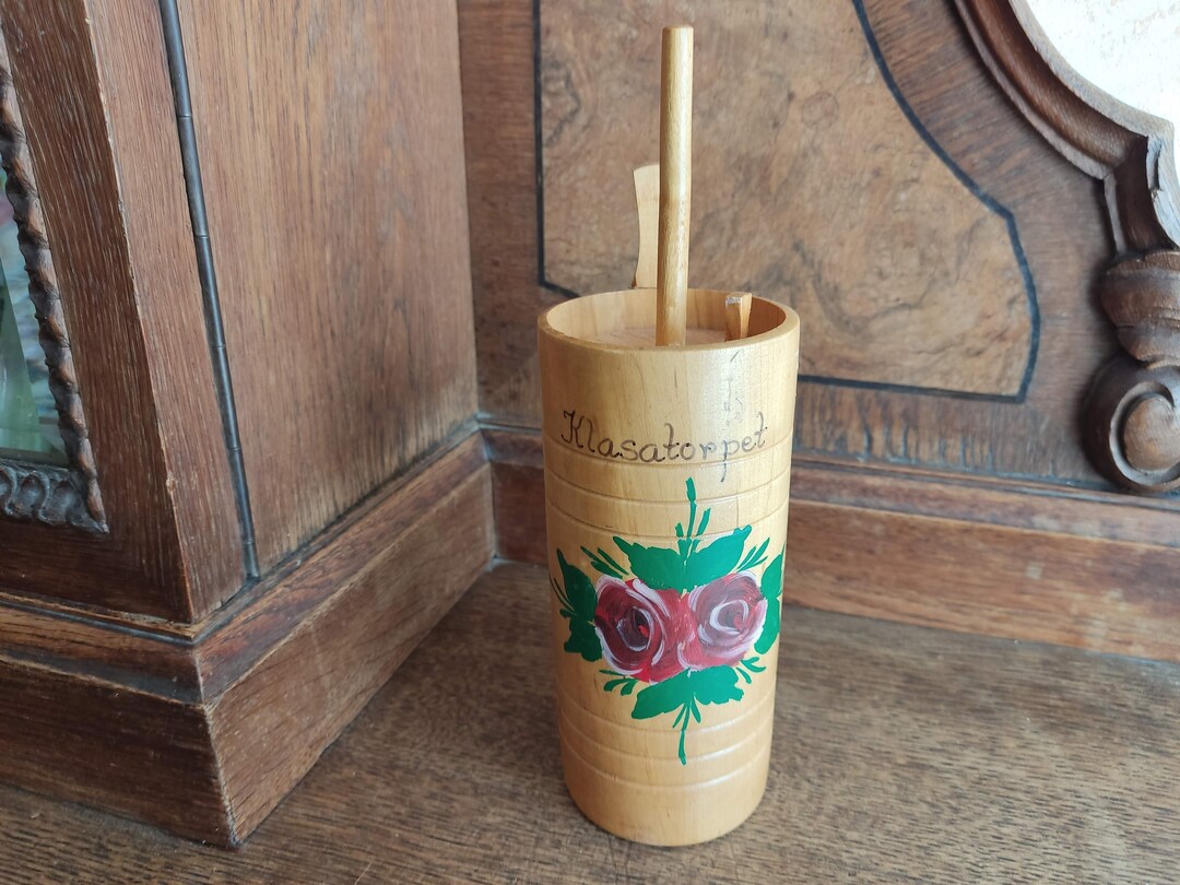 Wooden Butter Churn Primitive Vintage Country Decor Plunger-type Butter ...