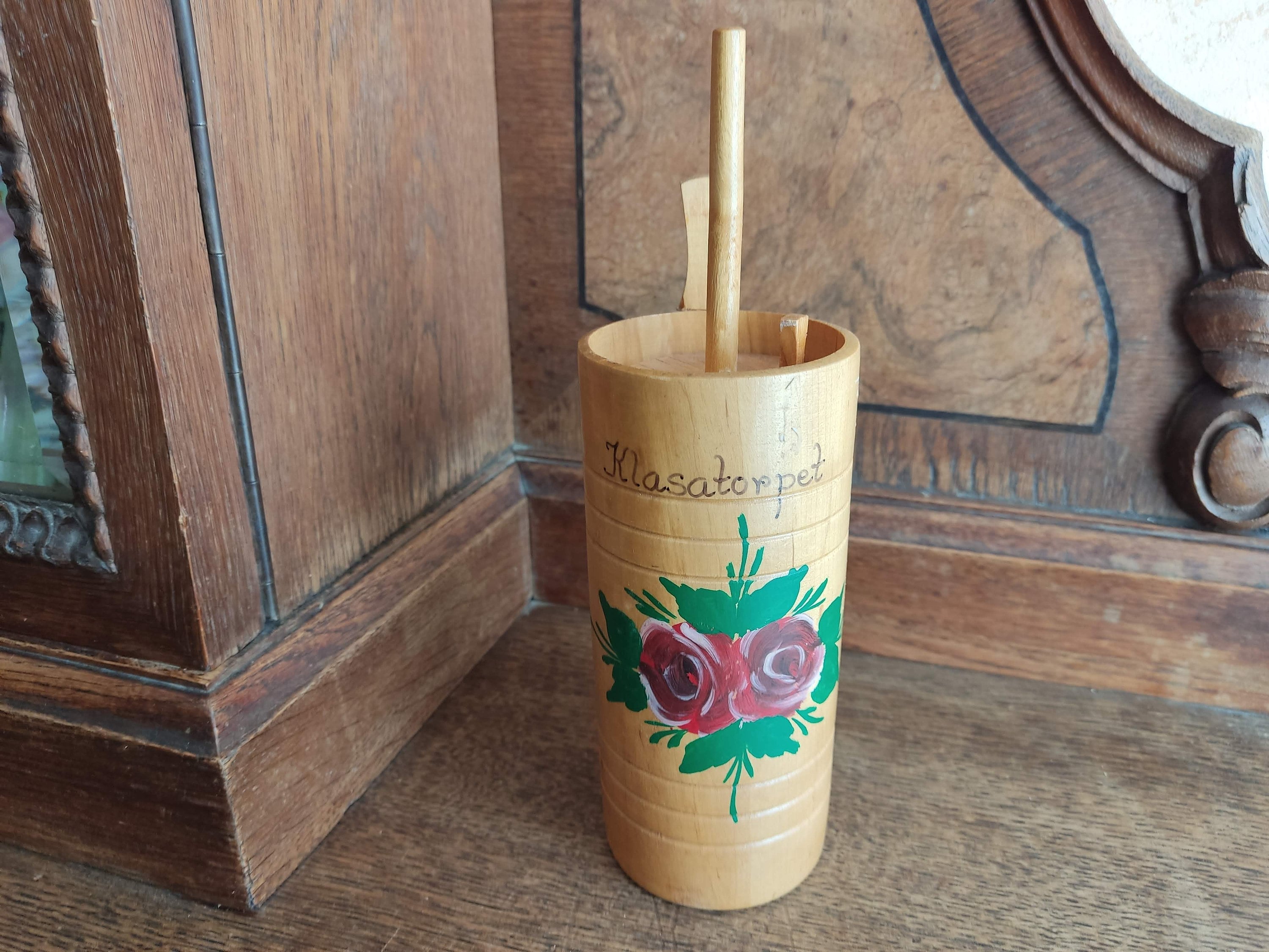 Wooden Butter Churn Primitive Vintage Country Decor Plunger-type Butter ...