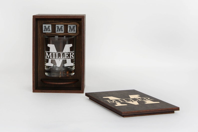Personalized Whiskey Glass Set With Wood Box and Whisky - Etsy