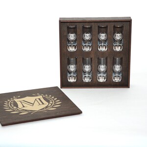 Custom Shot Glasses Set in Wooden Box, Birthday Present, Unique Gift ...