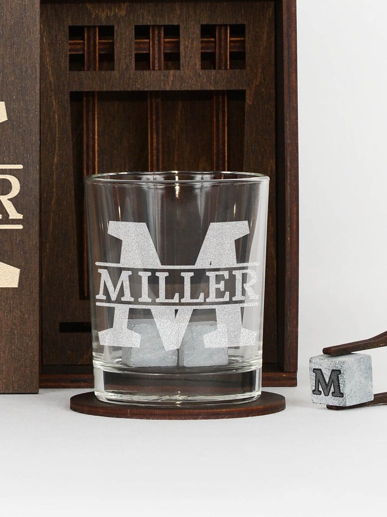 Personalized Whiskey Glass Set With Wood Box and Whisky - Etsy