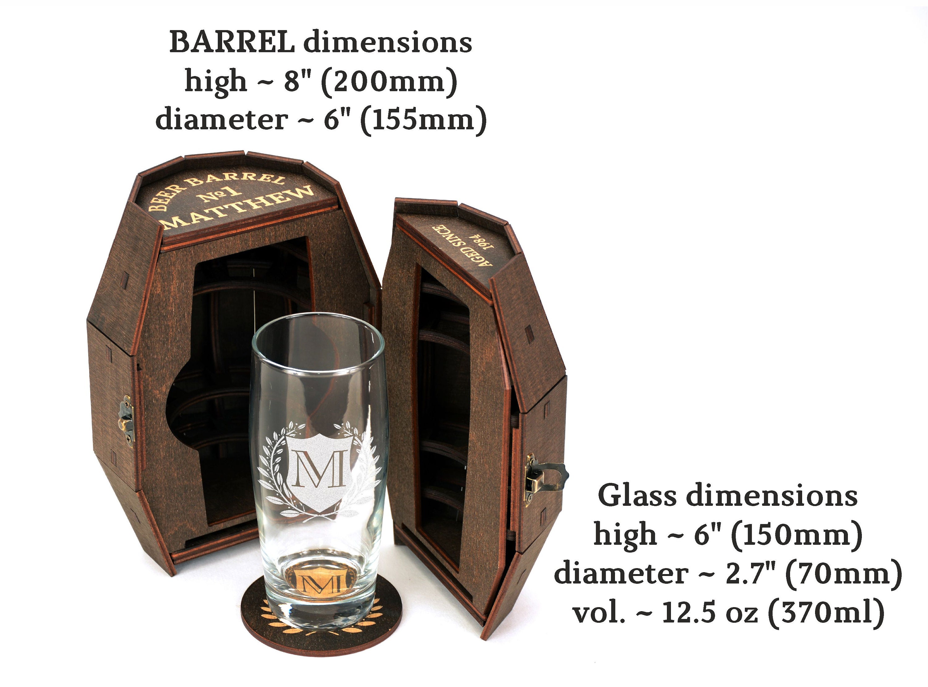 Halloween Gift Beer Glass in Wooden Barrel, Unique Gift for Him, Spooky ...