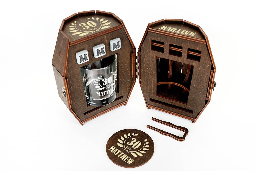 30th Birthday Gift for Men, Thirty Birthday, Personalized Whiskey Glass ...