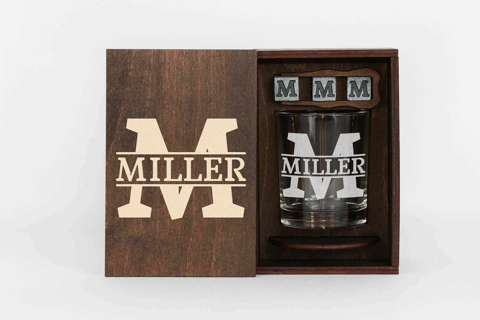 Personalized Whiskey Glass Set With Wood Box and Whisky - Etsy