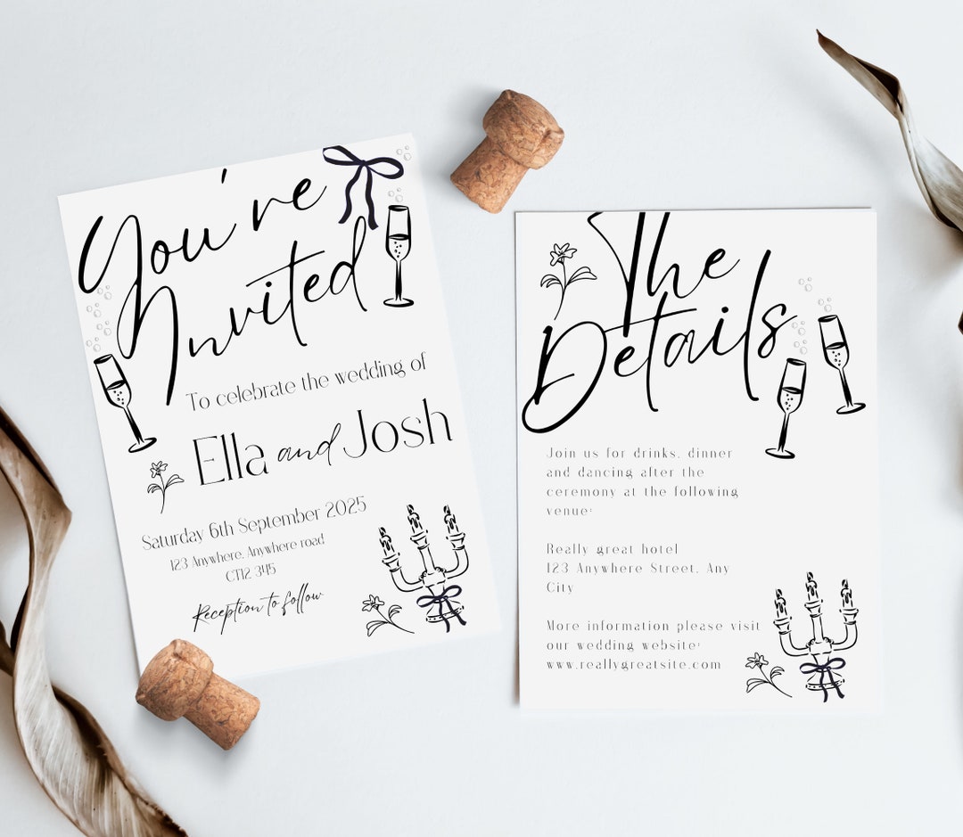 Fun, Modern Digital Wedding Invitation, Downloadable Wedding Invite ...