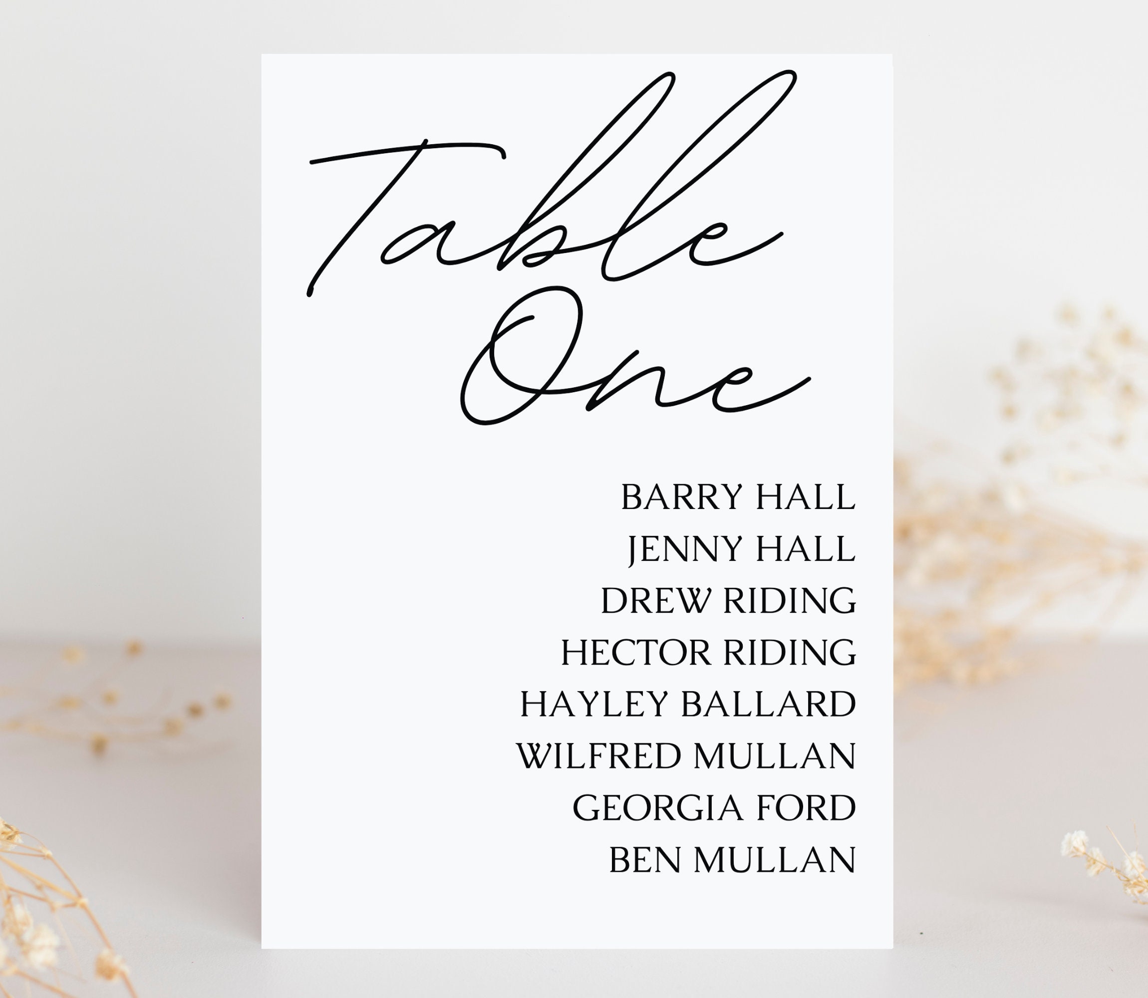 Classic, Minimalist Wedding Table Plan Template, Individual Table Plans ...