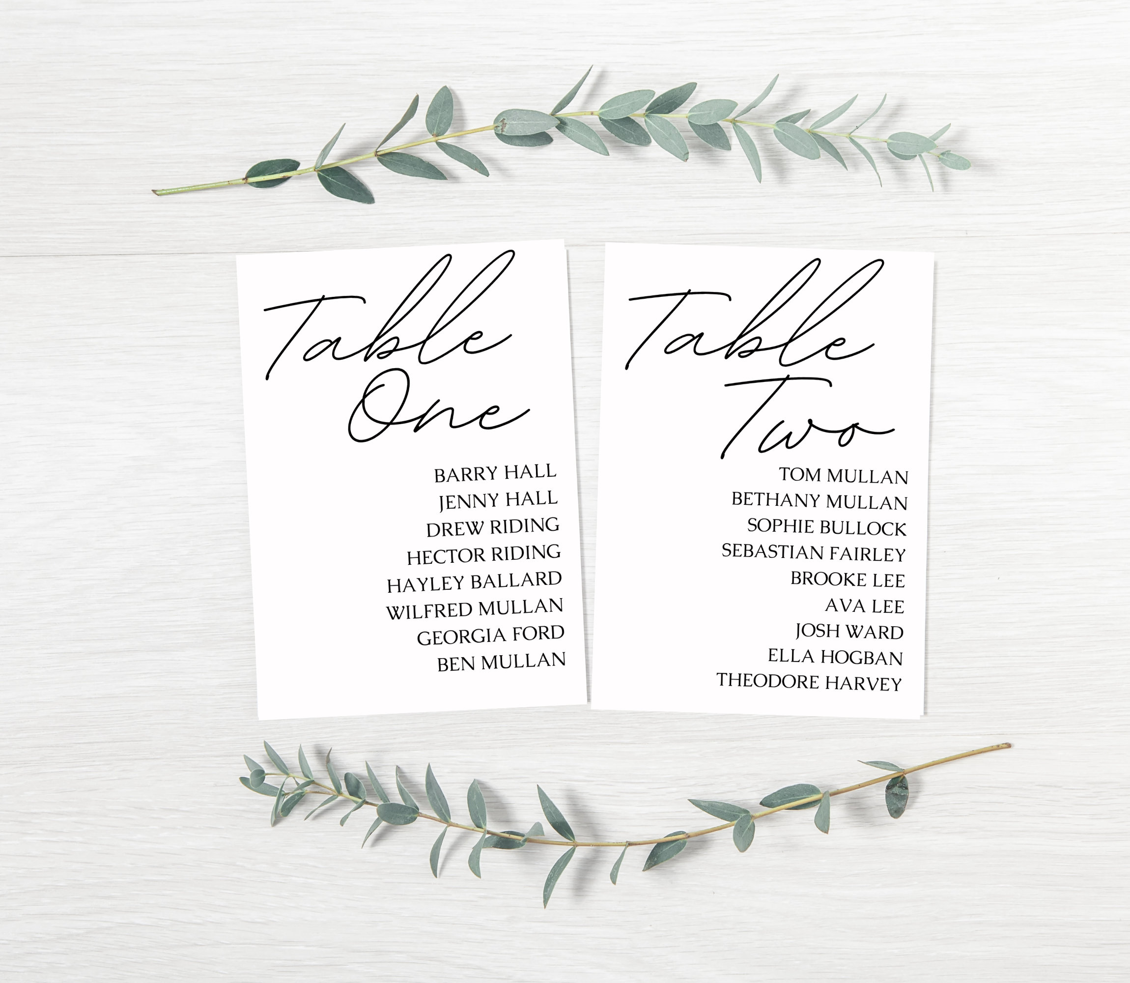 Classic, Minimalist Wedding Table Plan Template, Individual Table Plans ...
