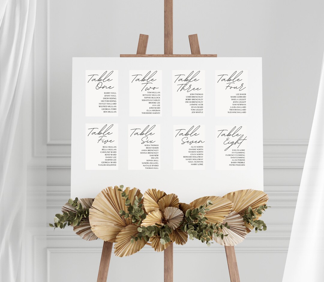 Classic, Minimalist Wedding Table Plan Template, Individual Table Plans ...