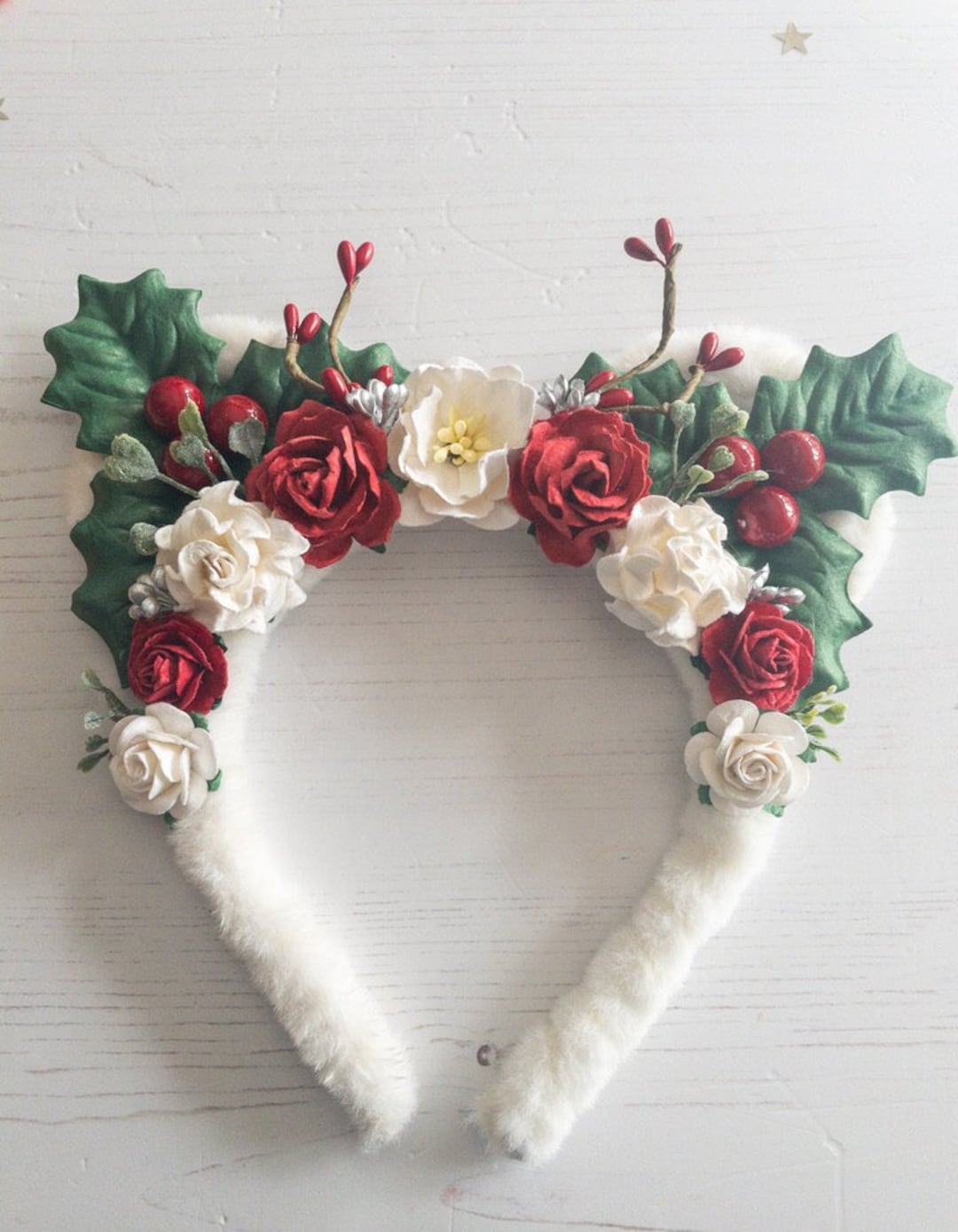 Fluffy Teddy Bear Ears, Teddy Bear Ear Hairband, Cute Gift, Floral ...