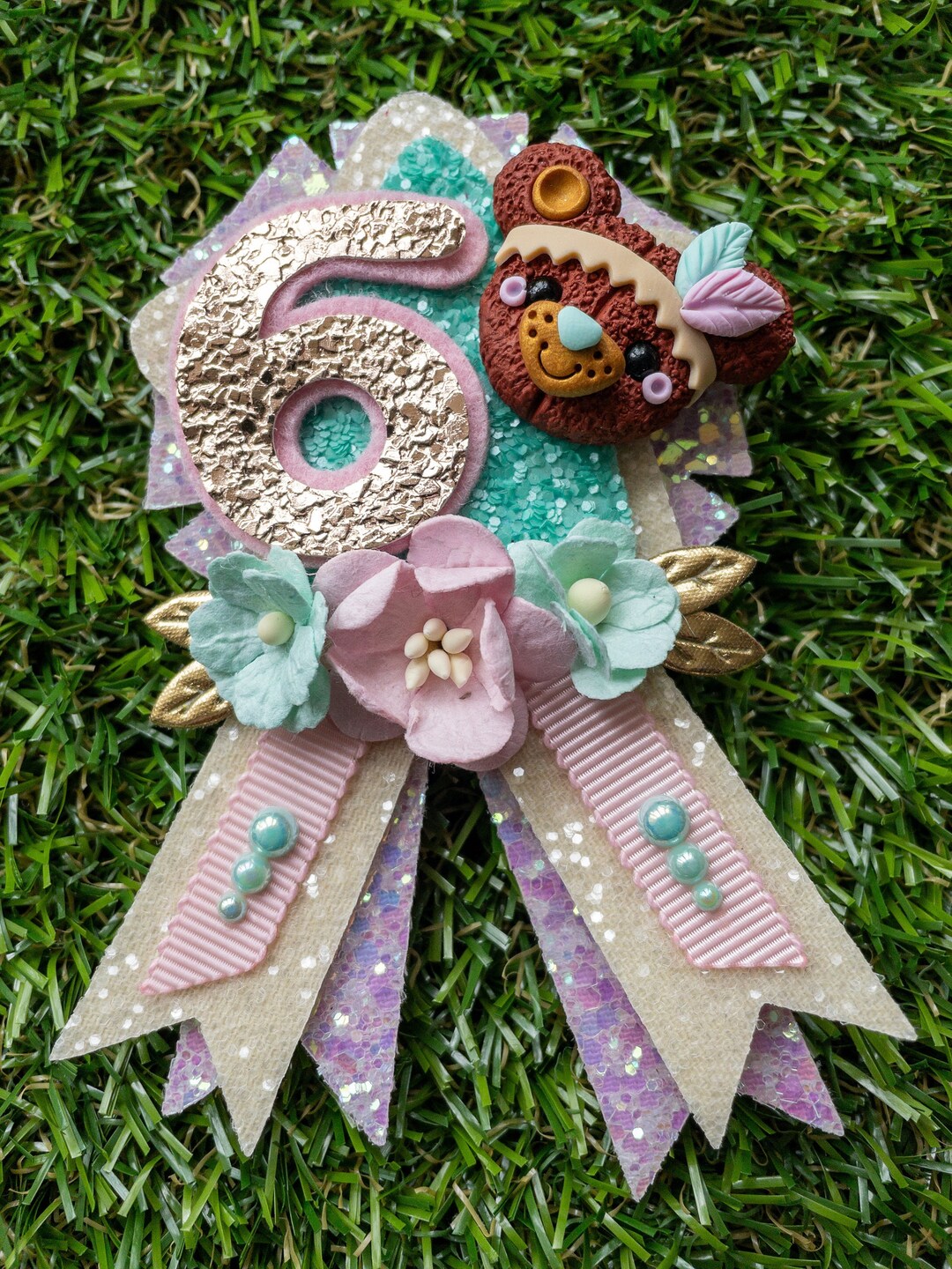 Cute Teddy Bear Birthday Badge, Birthday Rosette, Happy Birthday Badge ...