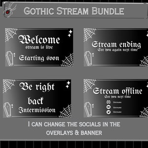 Gothic Twitch Streaming Bundle Twitch Overlay Gothic Twitch Bundle - Etsy