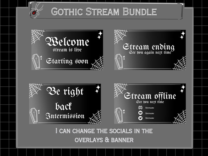 Gothic Twitch Streaming Bundle Twitch Overlay Gothic Twitch Bundle - Etsy