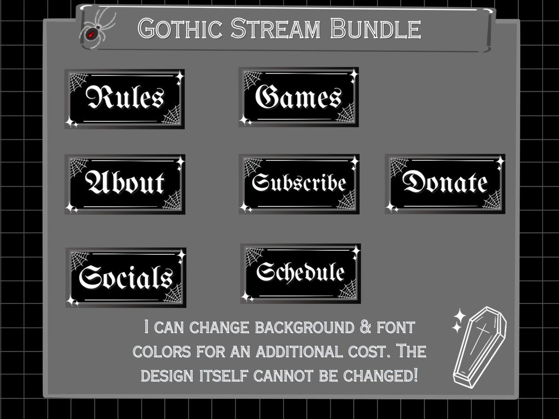 Gothic Twitch Streaming Bundle Twitch Overlay Gothic Twitch Bundle - Etsy