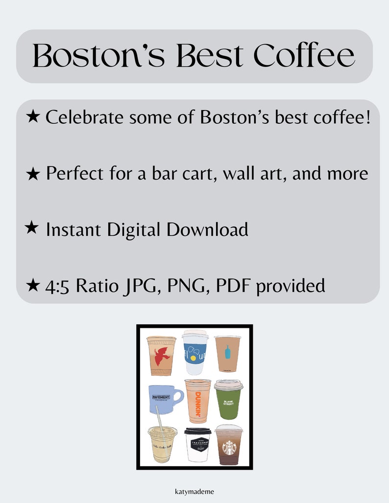 Boston's Best Coffee | Coffee Bar Print | Bar Cart Wall Décor ...