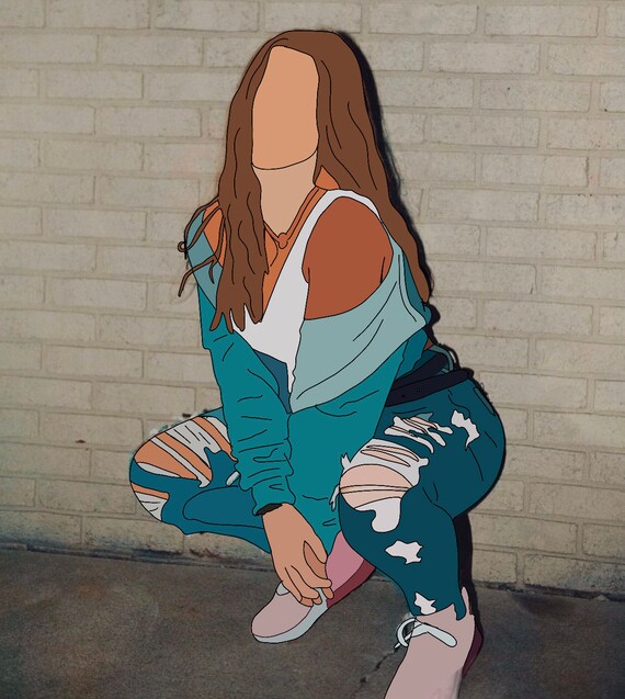 Custom Colorblock faceless portraits JPEG | Etsy