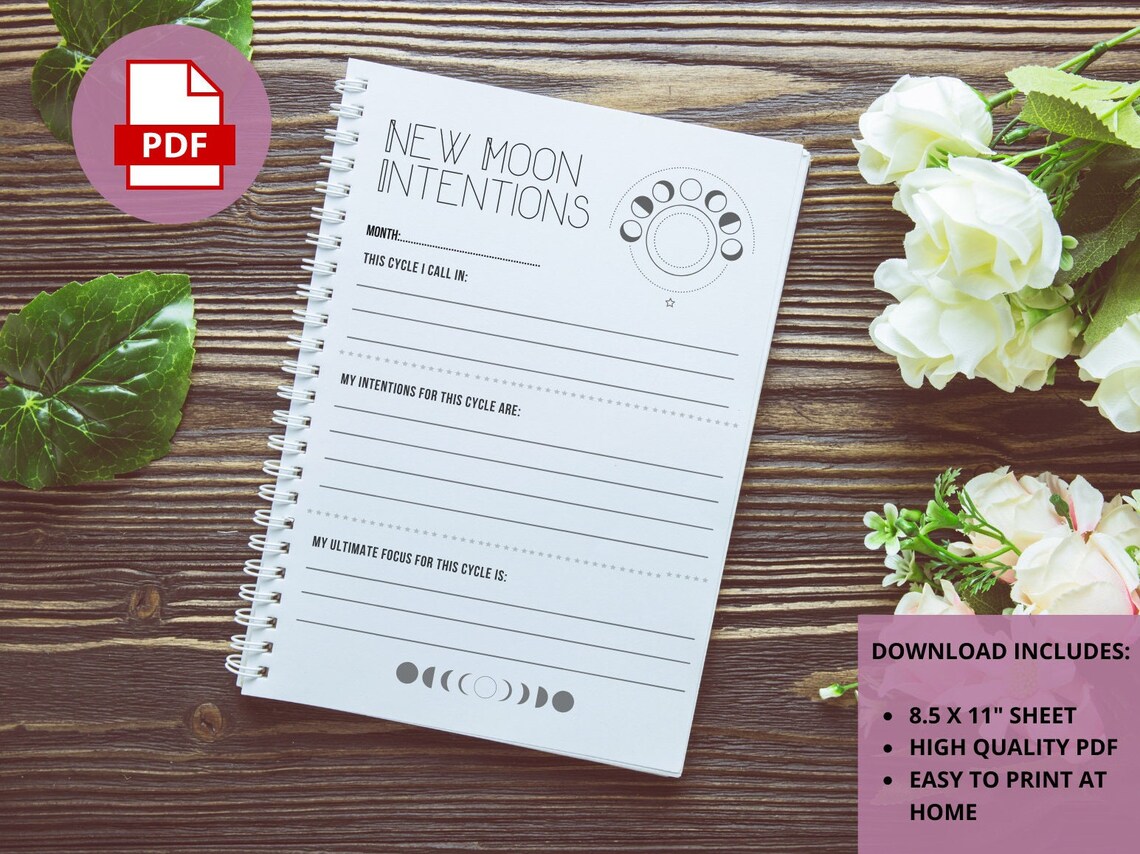New Moon Intention Setting; Goal Setting Printable; Moon Phases ...