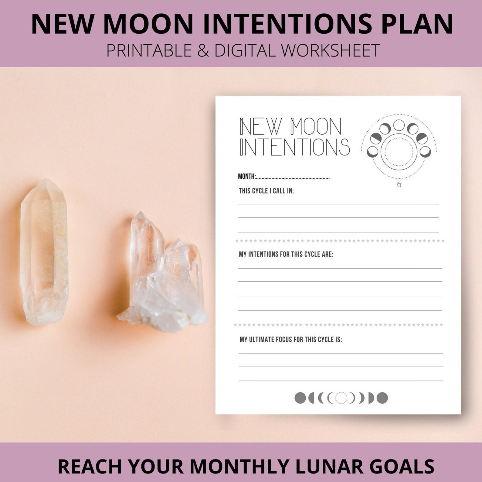 New Moon Intention Setting; Goal Setting Printable; Moon Phases ...