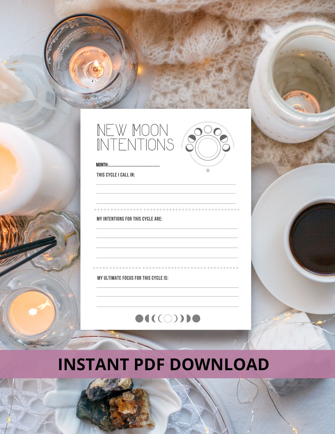 New Moon Intention Setting; Goal Setting Printable; Moon Phases ...