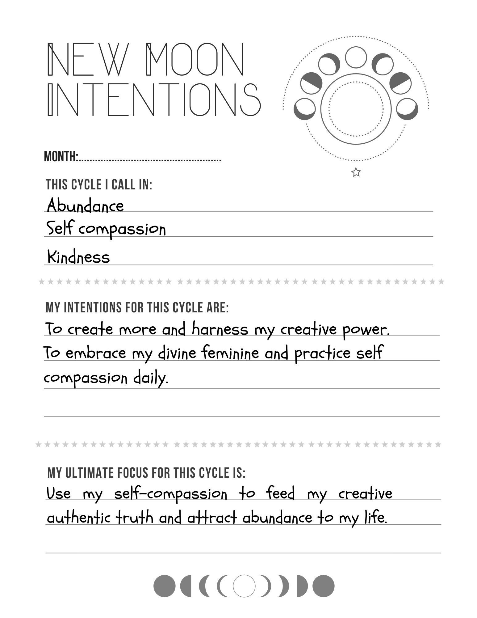New Moon Intention Setting; Goal Setting Printable; Moon Phases ...
