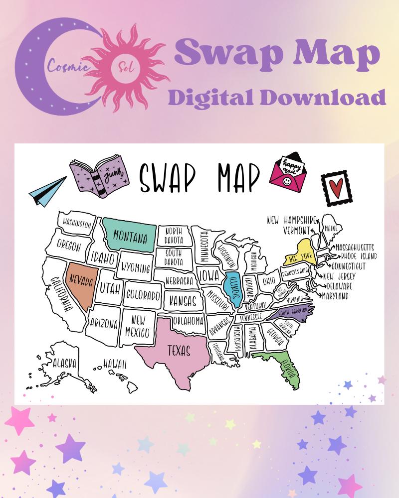 U.S. Swap Map: Color-in Junk Journal Printable (digital Download) - Etsy