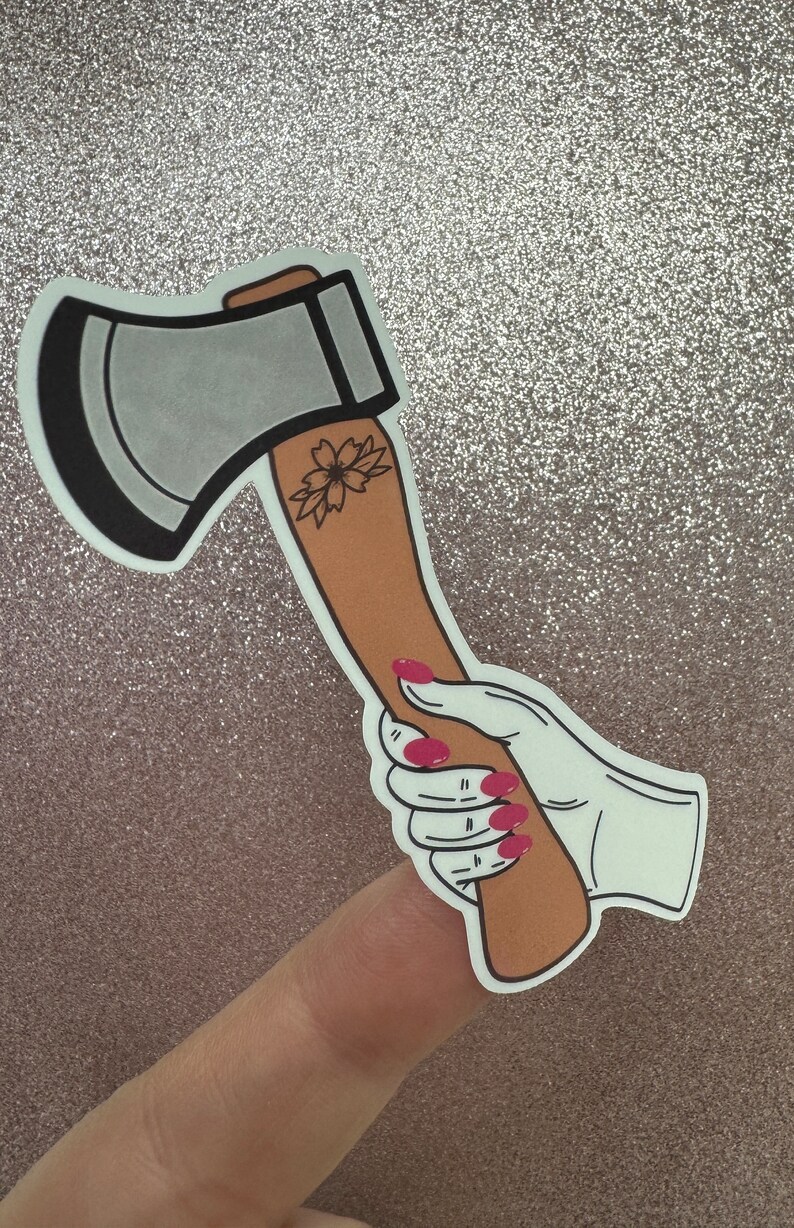 Axe Throwing Hand With Pink Nails Sticker | Watl | World Axe Throwing ...