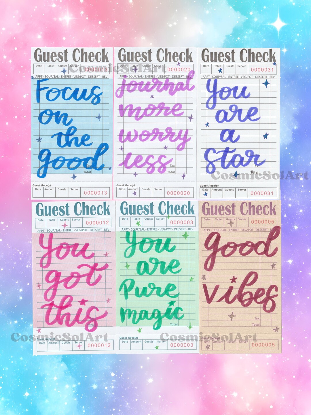 Hand Lettered Affirmation Guest Checks, Junk Journal Ephemera, Mystery ...