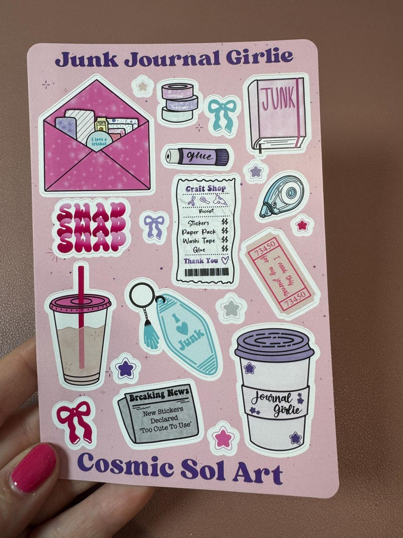 Junk Journal Girlie Sticker Sheet: Journal Scrapbook Planner Stickers ...