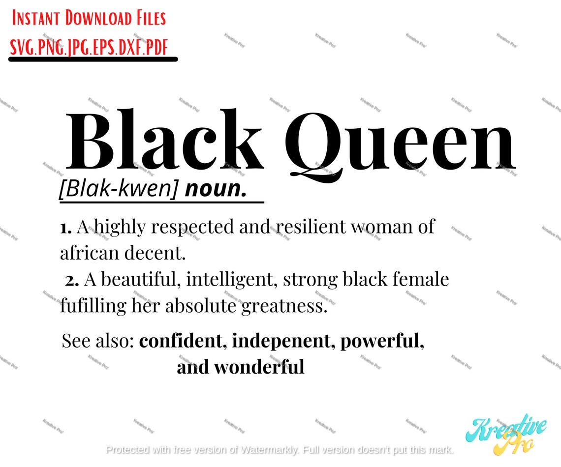 Black Queen Definition Svg Black Women Prince Princess - Etsy