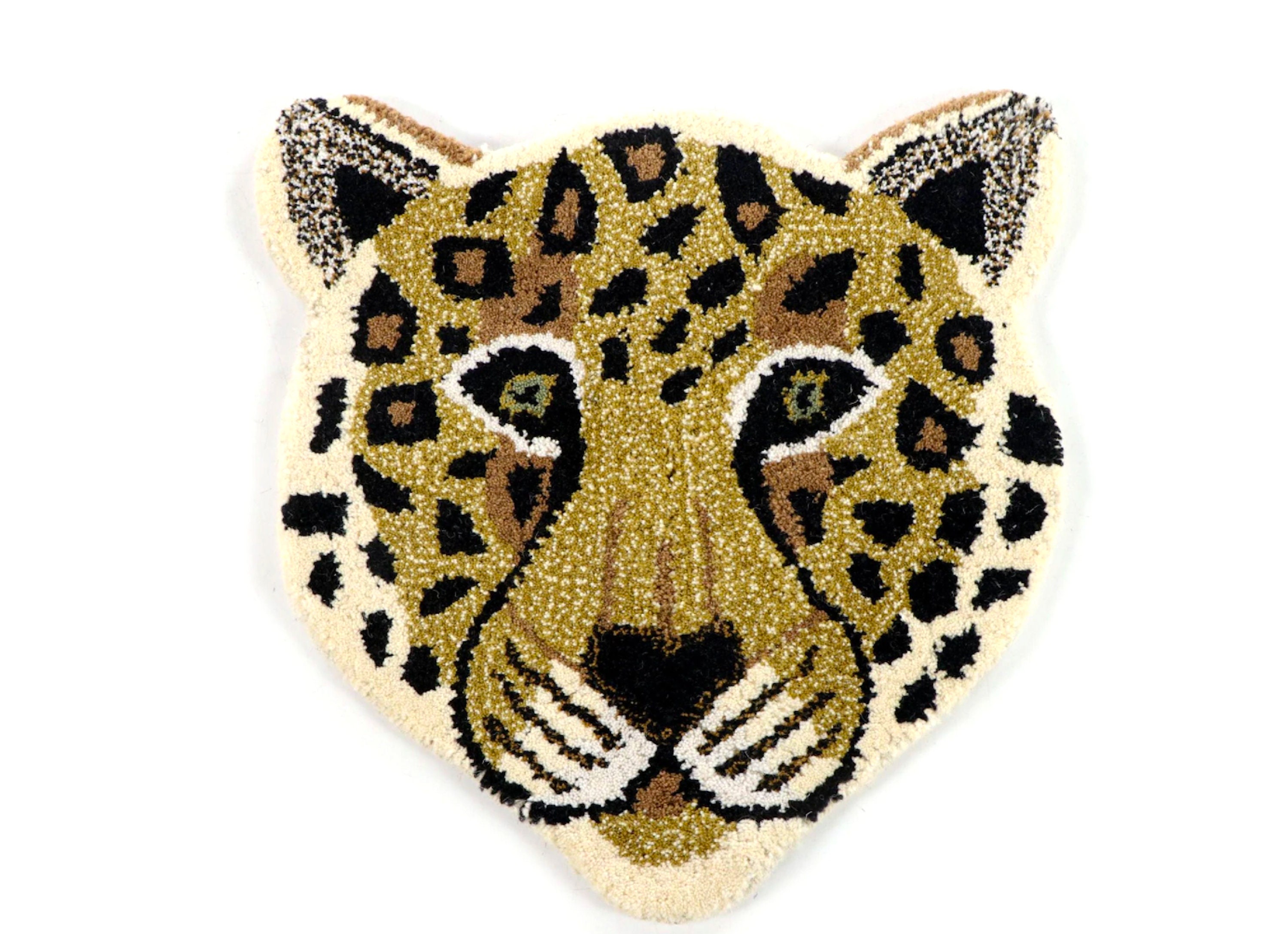 Eastern Indian Hand-tufted Leopard Face Shaped Accent Rug/mat - Etsy
