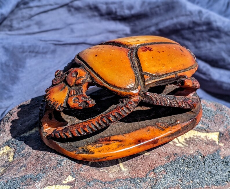 Egyptian Scarab Beetle, Kheper, Hand-carved in Resin, Sacred Spirit ...
