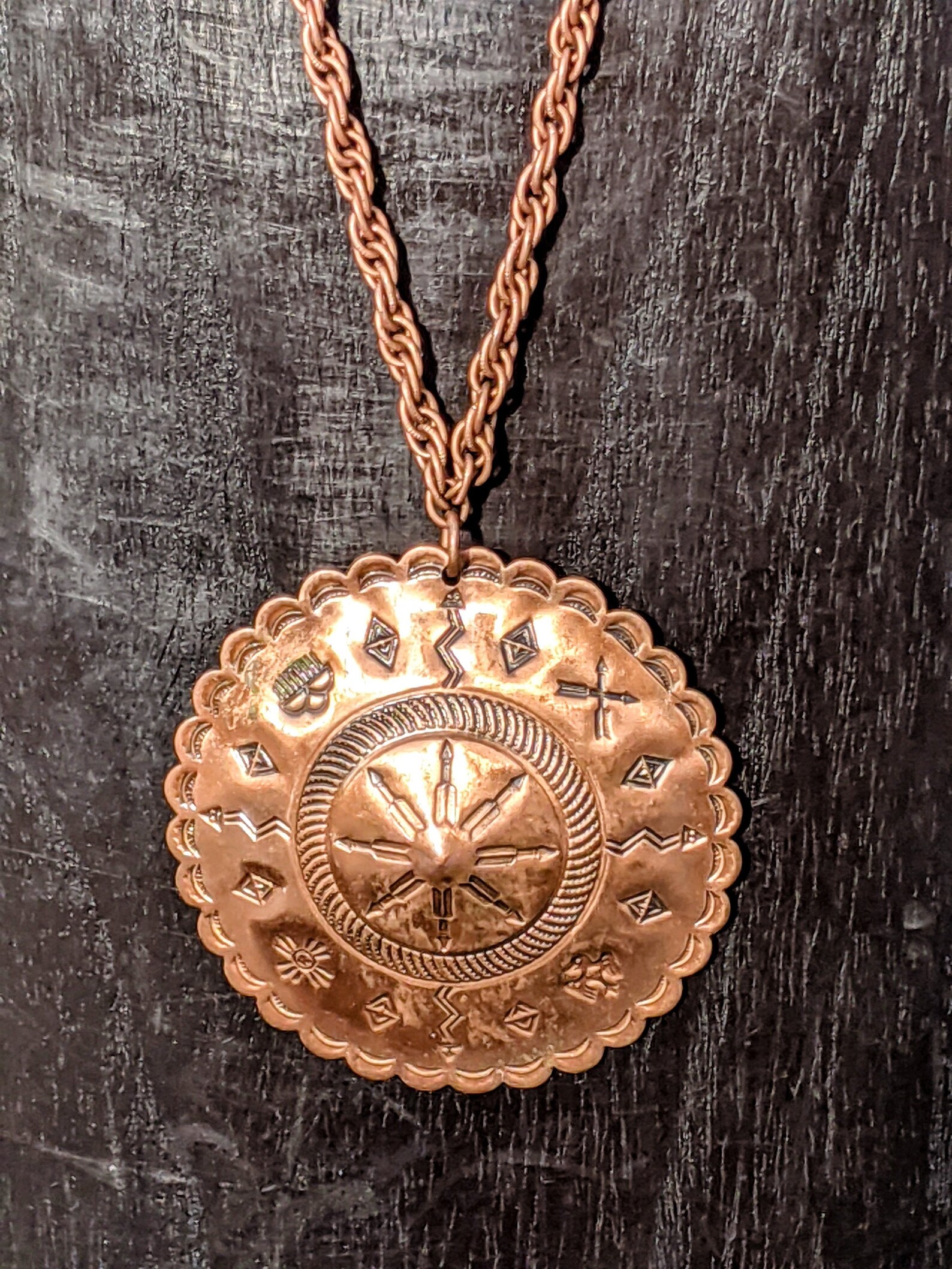 Native American Tribal Hammered Copper Statement Necklace on - Etsy