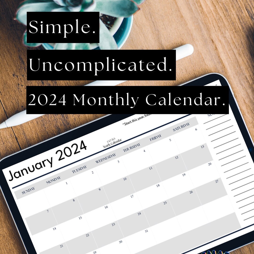 2024 Monthly Calendar Digital Planner - Simple and Uncomplicated ...