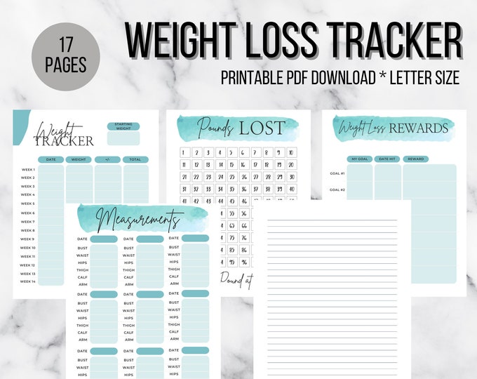 Printable Weight Loss Tracker Digital Health Chart Weekly Etsy Uk