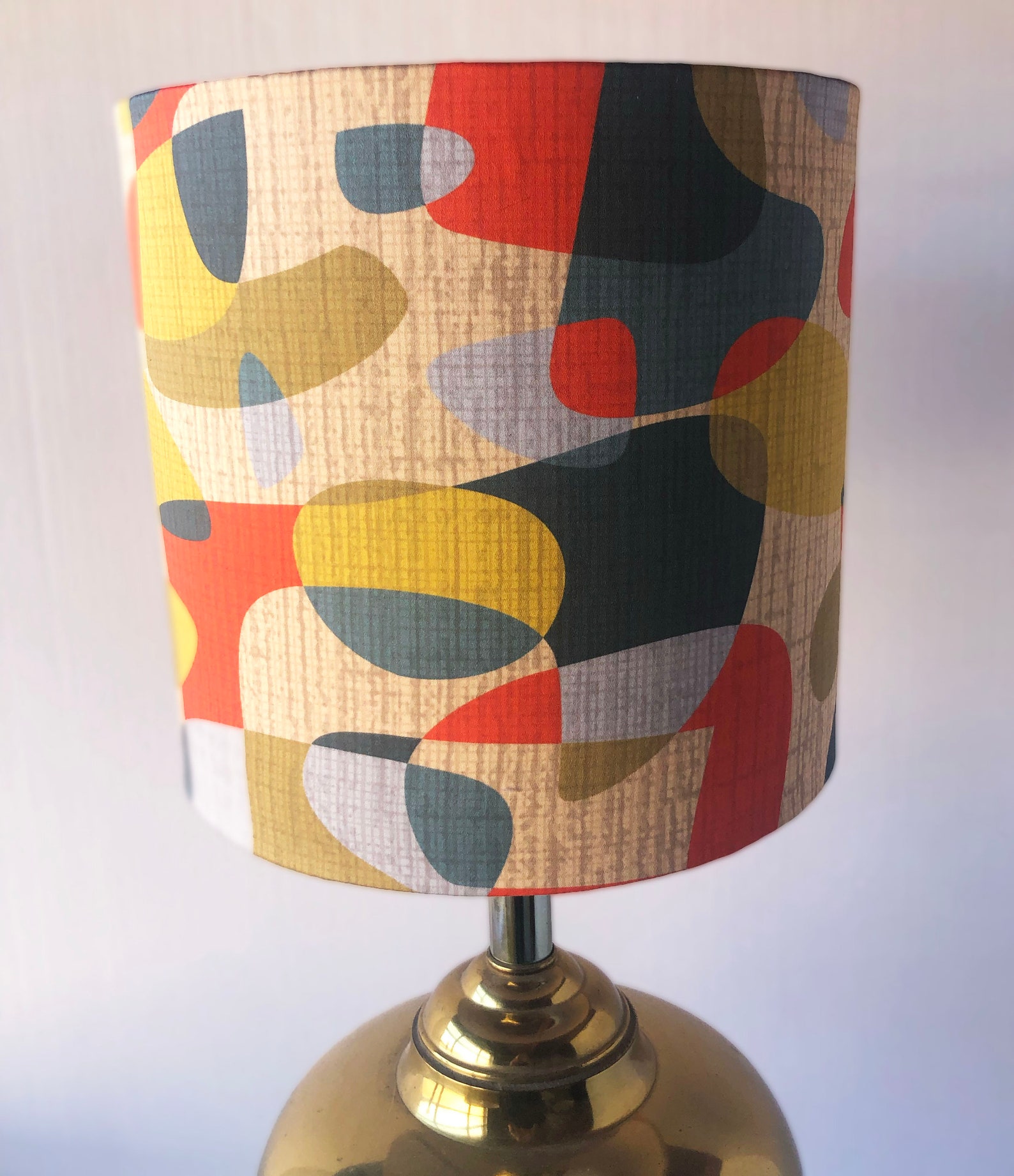 Mid Century Modern Abstract Lamp Shade | Orange Olive Gold - Etsy