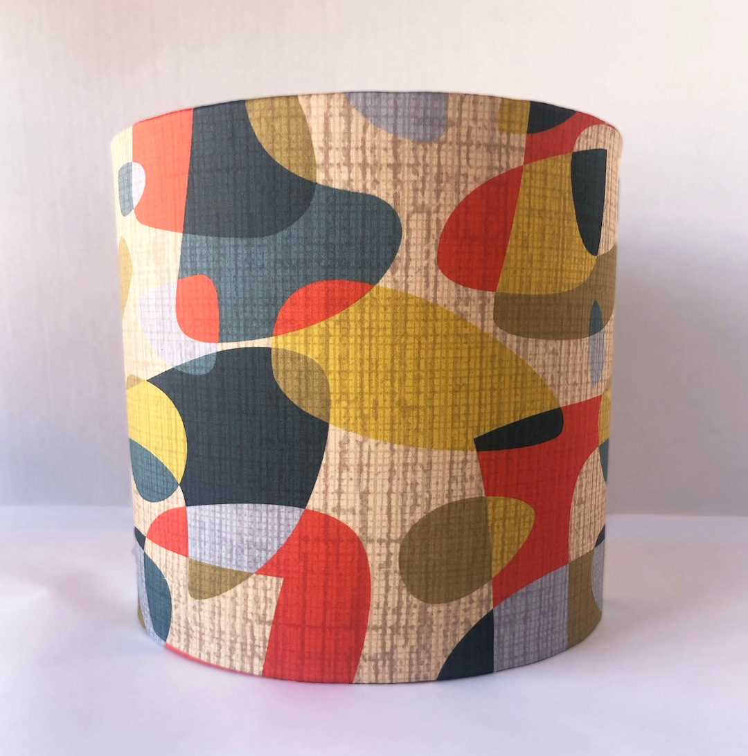 Mid Century Modern Abstract Lamp Shade | Orange Olive Gold - Etsy