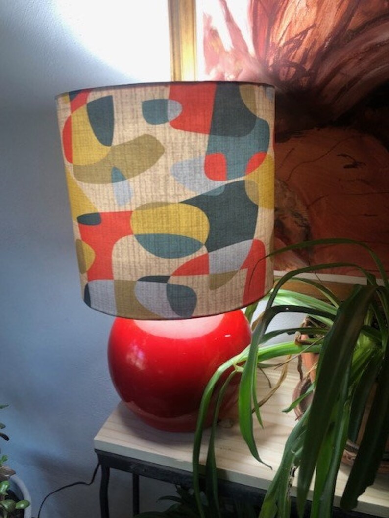 Mid Century Modern Abstract Lamp Shade Orange Olive Gold - Etsy