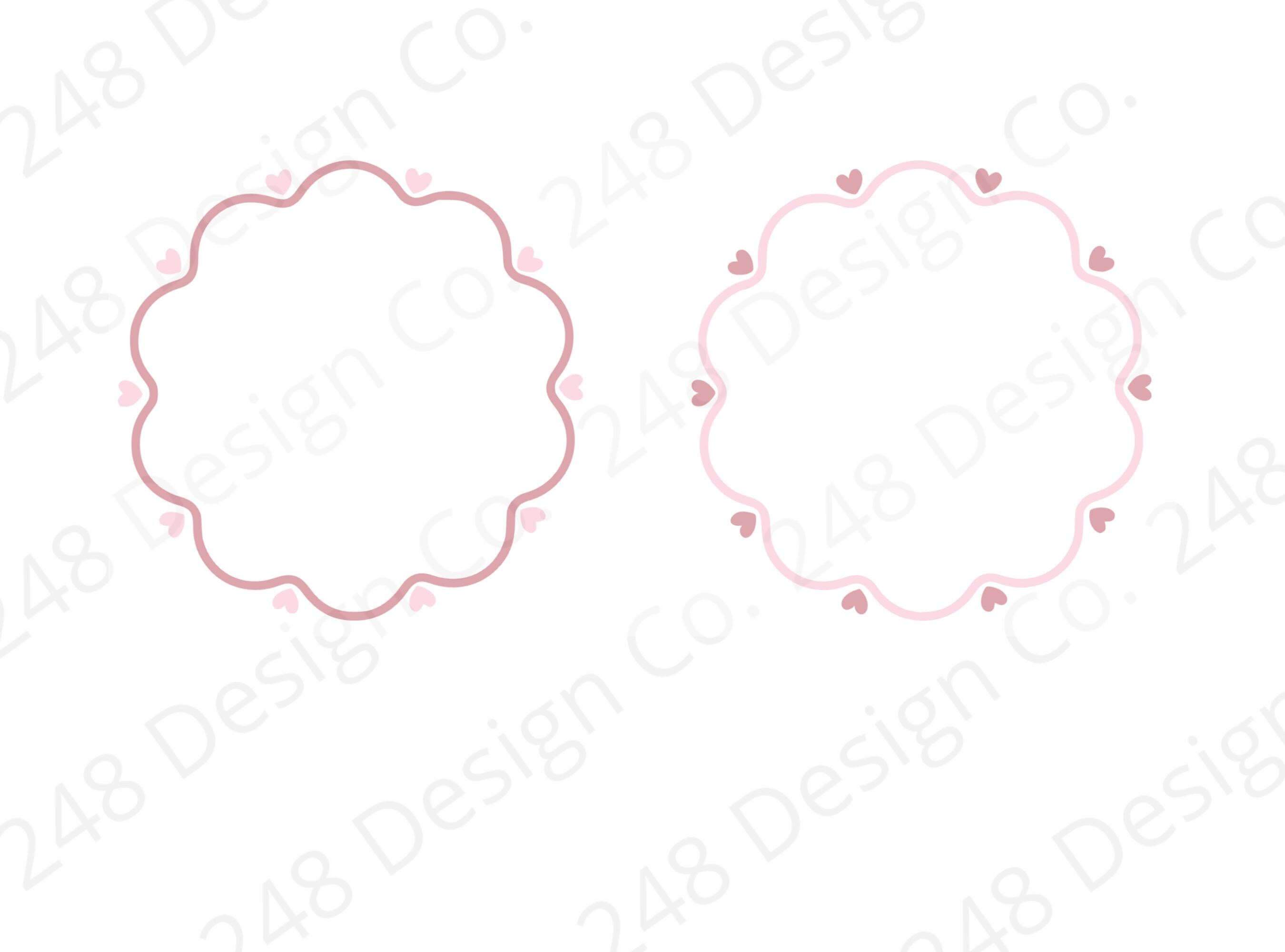 Scalloped Heart Monogram Frame SVG | Heart Monogram Frame DXF ...