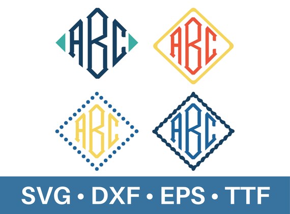 Diamond Monogram SVG Font Diamond Monogram Font Monogram | Etsy