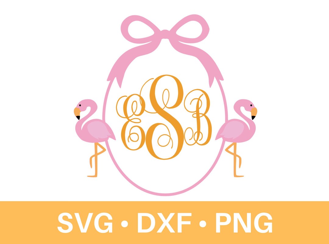 Flamingo Monogram Frame SVG | Layered Flamingo Monogram Frame SVG ...