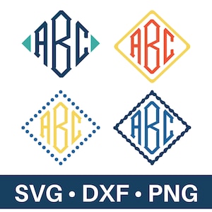 Diamond Monogram SVG + Font | Diamond Monogram Font | Monogram Frames ...