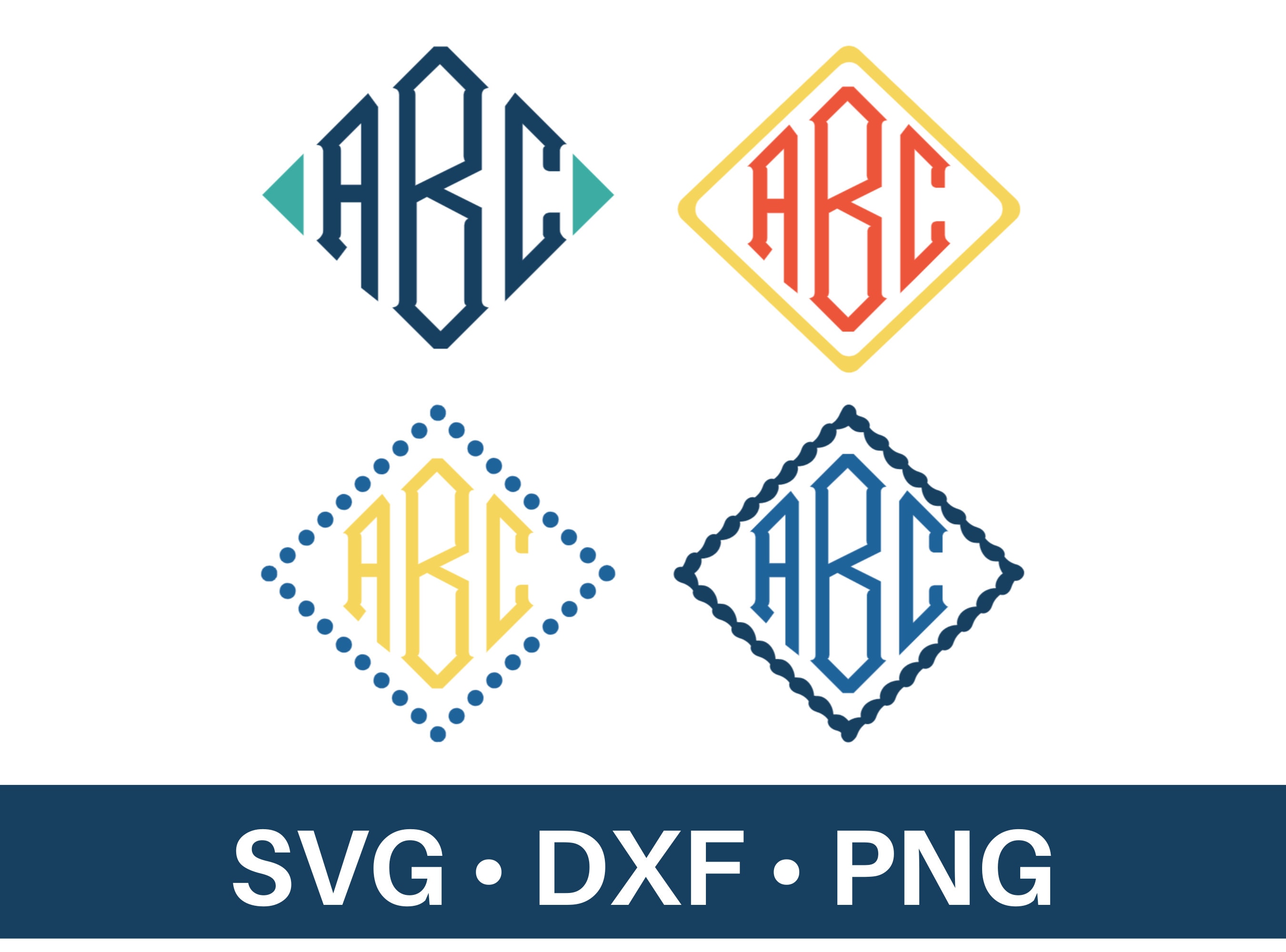 Diamond Monogram SVG + Font | Diamond Monogram Font | Monogram Frames ...