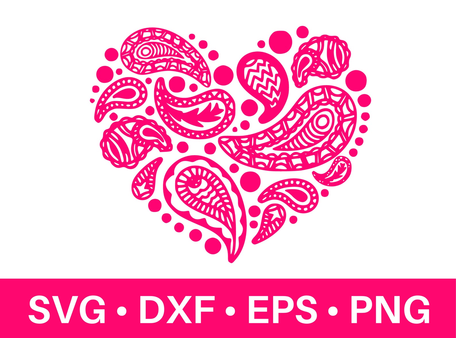 Paisley Heart Cut Files Paisley Heart SVG Preppy Paisley Heart Paisley ...