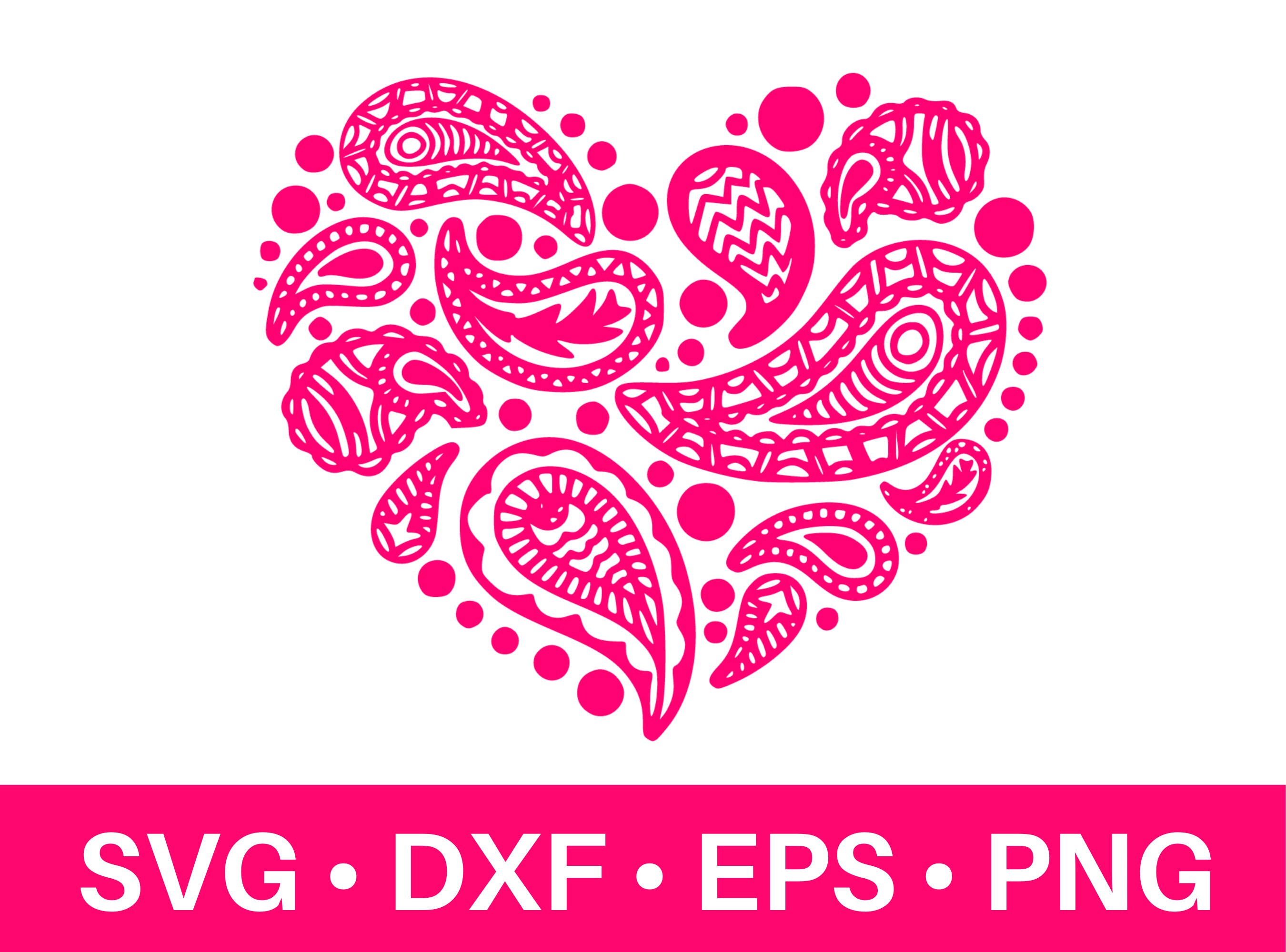 Paisley Heart Cut Files Paisley Heart SVG Preppy Paisley Heart Paisley ...