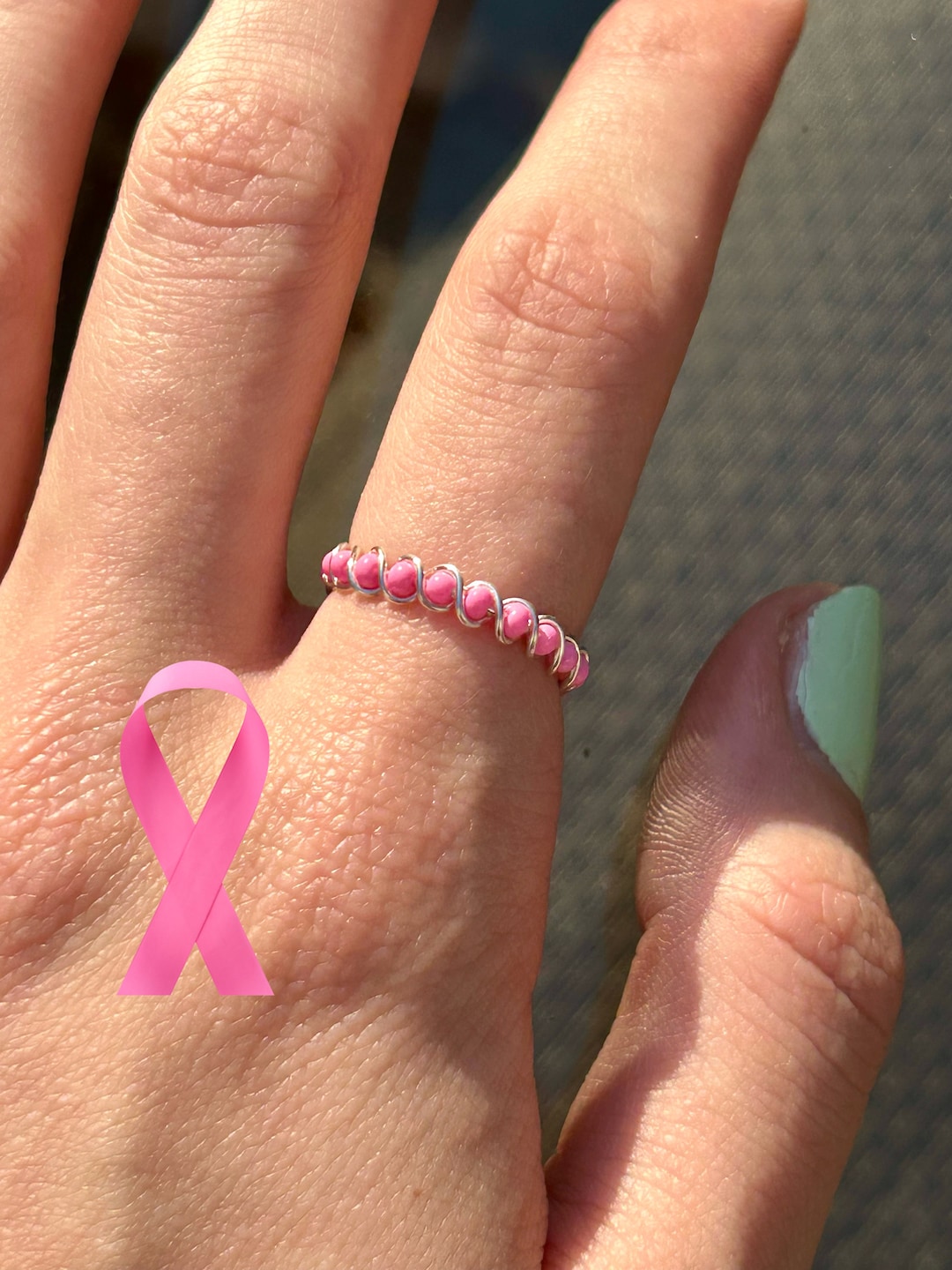Breast Cancer Awareness Ring Jewelry, Handmade, Proceeds to National ...