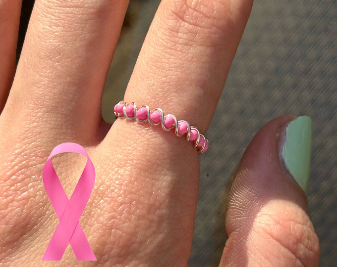 Breast Cancer Awareness Ring Jewelry, Handmade, Proceeds to National ...