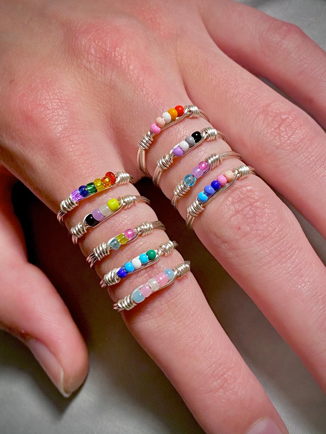 Pride Rings, Wire Rings Beaded Jewerly, Lgbtq Jewerly Pride Flags Non ...